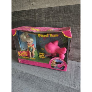 Vintage Pool Fun Kelly Baby Sister of Barbie Spraying Whale 1996 Mattel ...