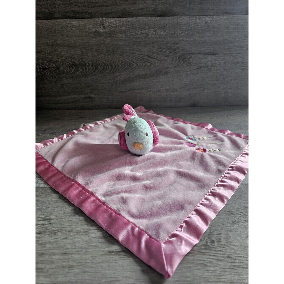 Bird Bluebird Flowers Pink Security Blanket Plush Baby Lovey CIRCO ...