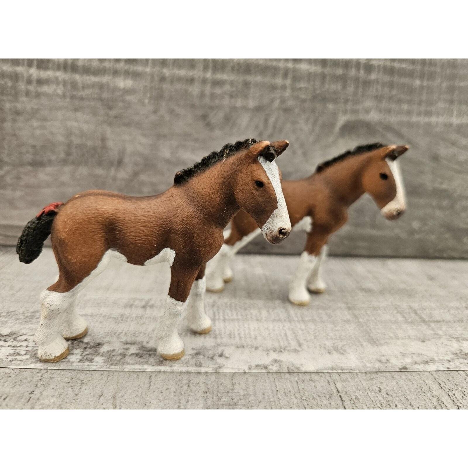 Schleich CLYDESDALE FOAL Horse Baby Farm Animal Figure 13810 Lot of 2 ...