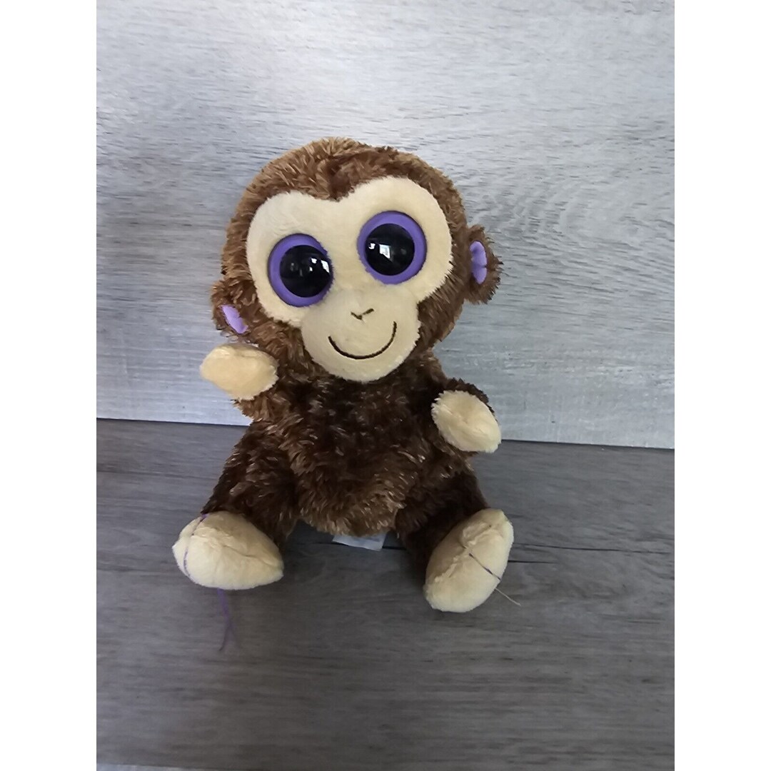 TY Beanie Boos Coconut the Monkey Purple Solid Eyes 6 Boo Toy Super ...