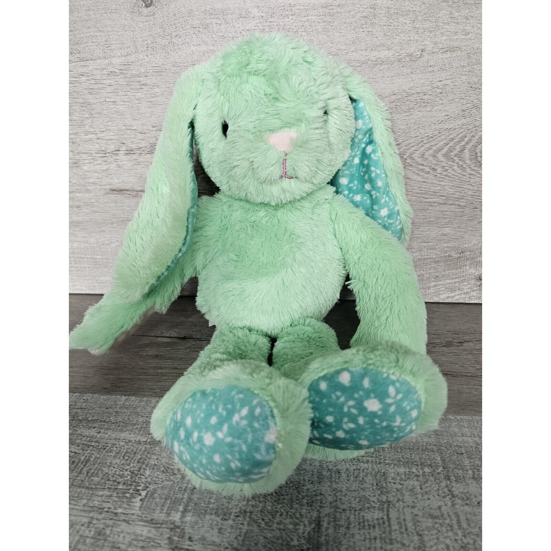 Kellytoy Lovey Security Plush Bunny Rabbit Green Pink White Aqua Flower ...