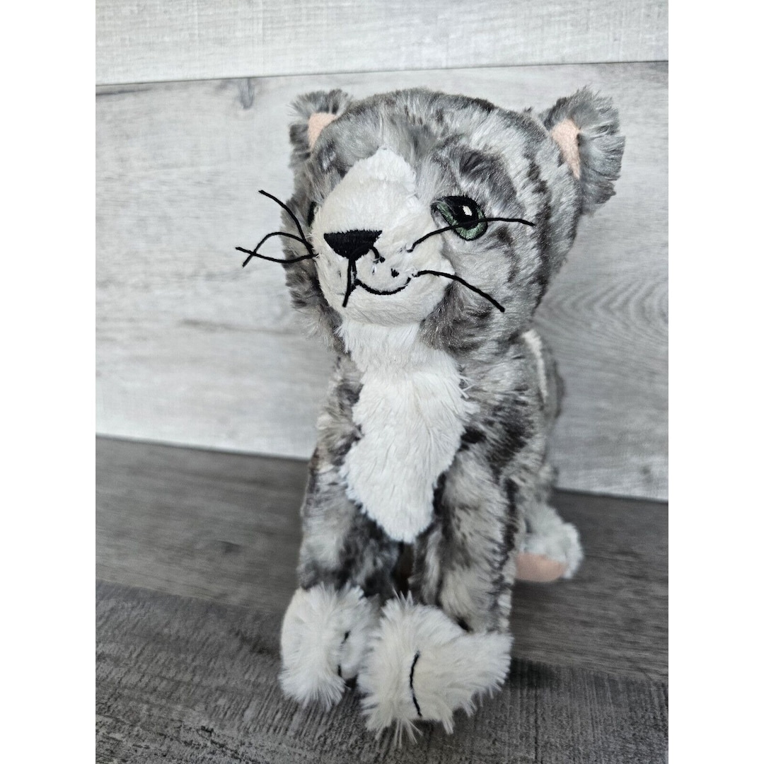 IKEA 9” Kitty Cat Plush Stuffed Animal Soft Toy Gray White Tabby ...