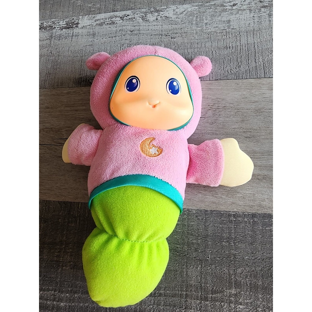 Playskool Musical Light up Lullaby Glow Worm Pink Green Moon Plush 2011 ...