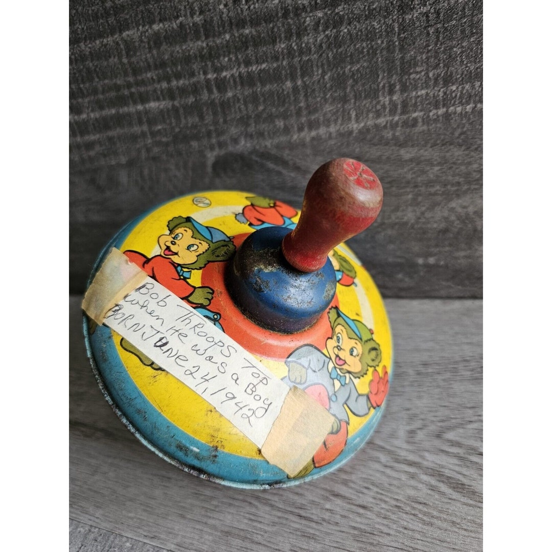 Spinning Top Ohio Art Cubs Playing Baseball Tin Litho Mid Century Mcm ...