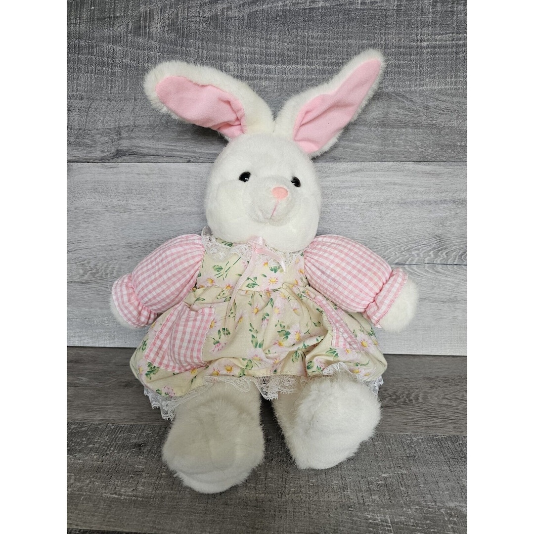 RARE 13" Russ Girl Rabbit Vintage Hippity Plush Stuffed Bunny Floral ...