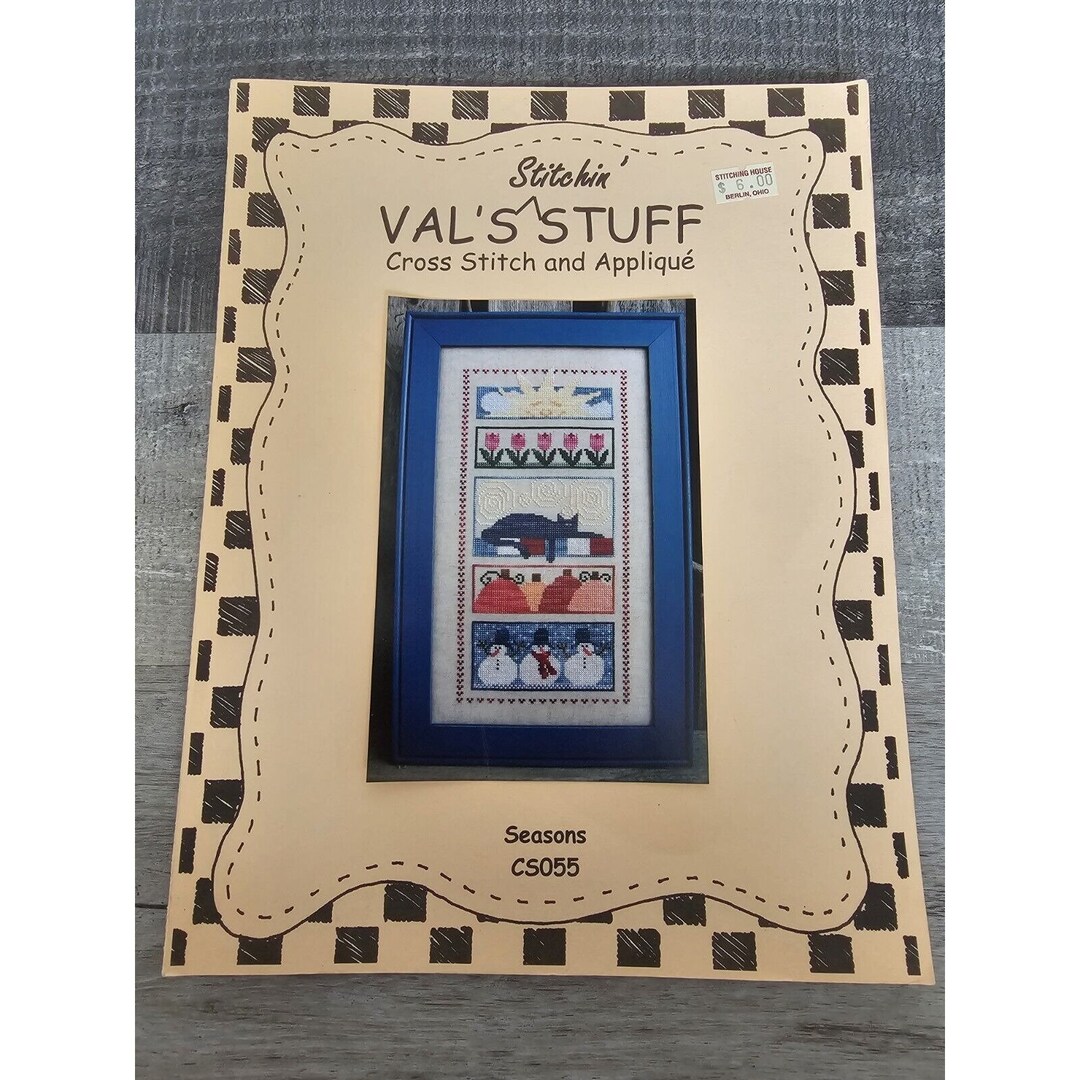 Val's Stitchin Stuff Seasons Cross Stitch & Applique Chart Vtg New 125b ...