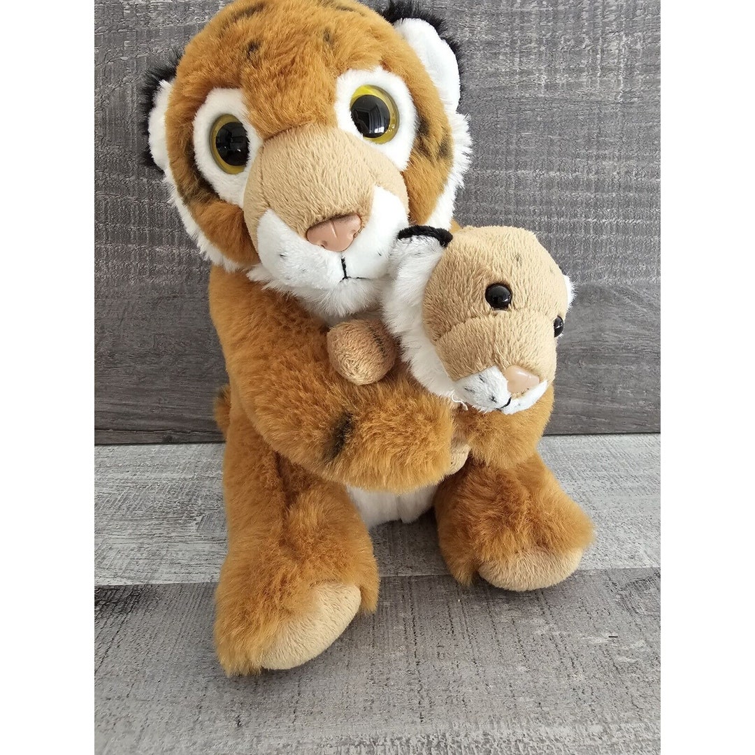 Mommy Tiger Plush W/ Baby Cub 9" Stuffed Animals Realistic Red Panda ...