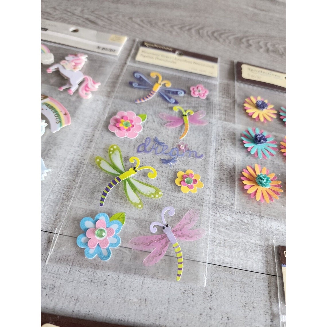 3D Stickers LOT - Recollections - Unicorns Girls Flowers Dragonflies ...