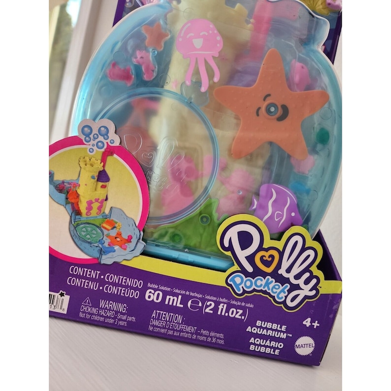 Polly Pocket Bubble Aquarium Underwater Mermaid Playset Bubbles + 2 ...