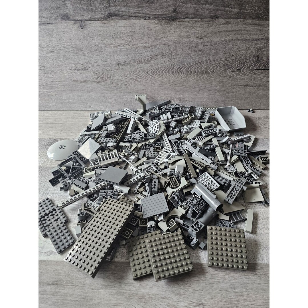 Legos Bulk Lot 1 Lb 3 Ozs Parts Pieces Bricks Light Grey Gray Dark ...