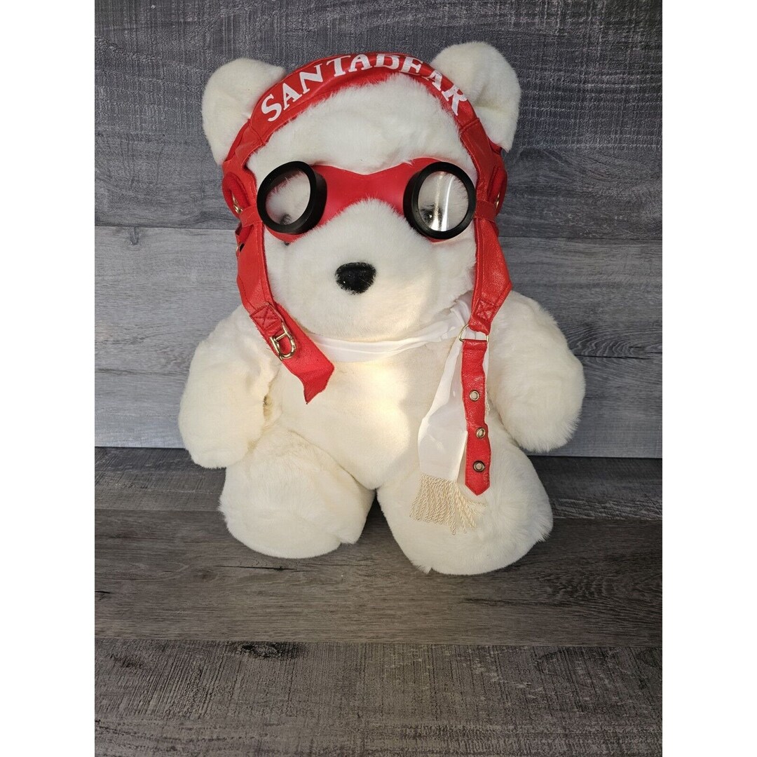 Vintage 1987 Santa Bear Plush Aviator Stuffed Animal Christmas 16 ...