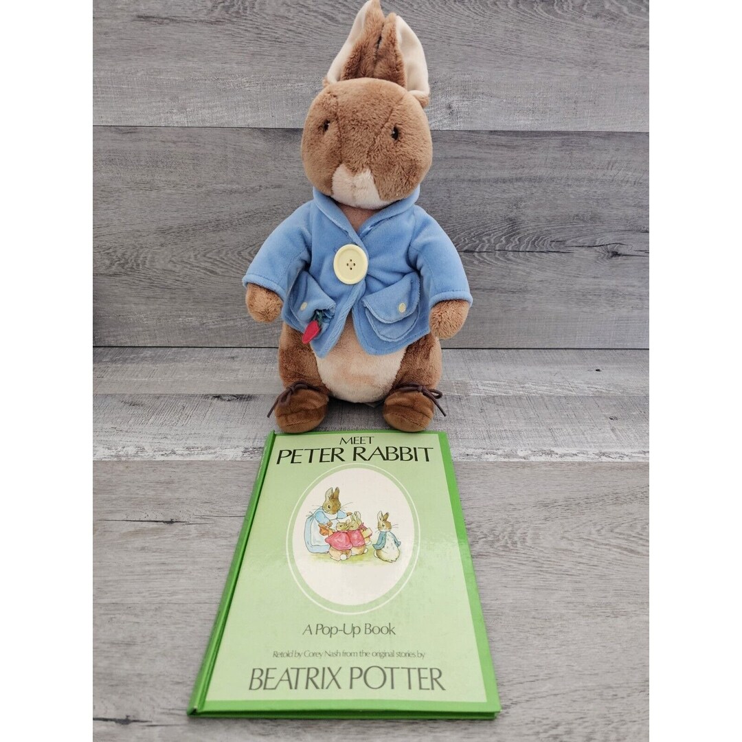 Meet Peter Rabbit by Beatrix Potter, A Pop-up Book & Gund 14" Vtg Plush ...