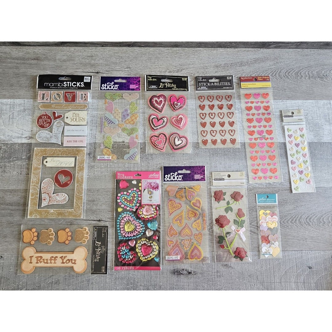 Sticker Lot - Valentine's Day Love Vday Scrapbooking 3D Stickers Jolee ...