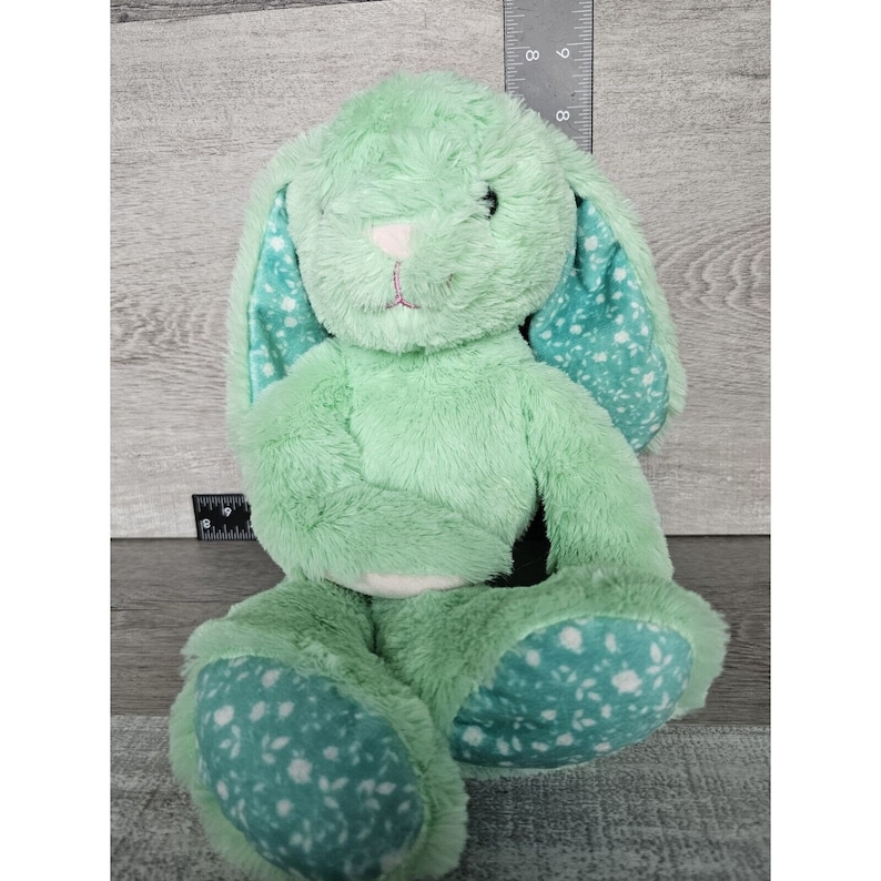 Kellytoy Lovey Security Plush Bunny Rabbit Green Pink White Aqua Flower ...
