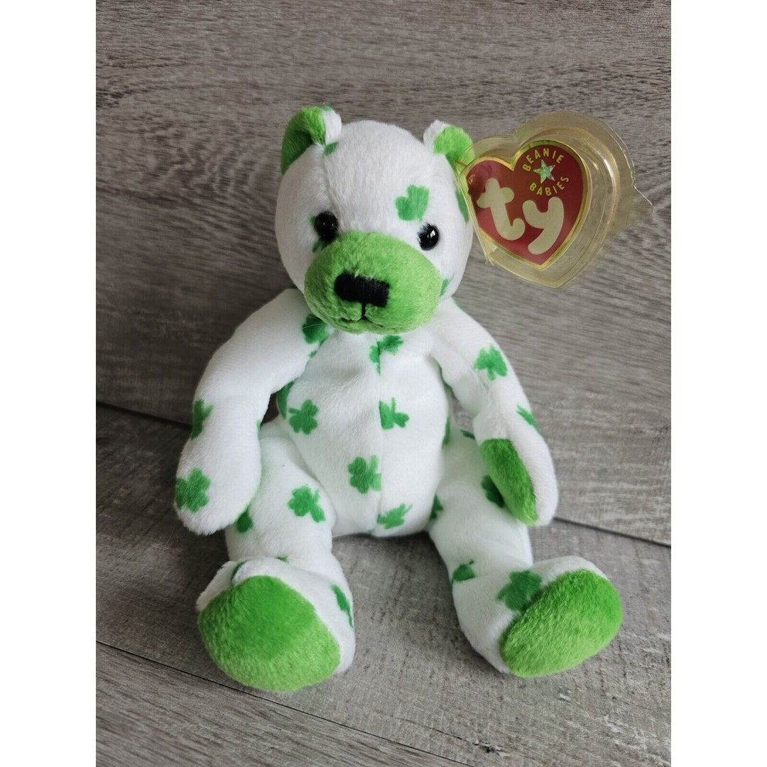 Vtg TY Teenie Beanie Babies Clover the Bear Plush Stuffed Animal Irish ...