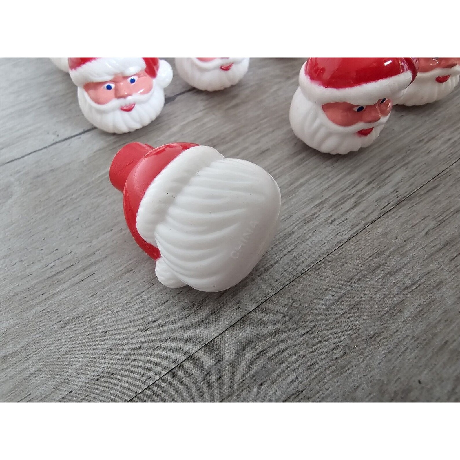 Vintage Blow Mold SANTA Head Lot of 20 Plastic Christmas Mini Light ...