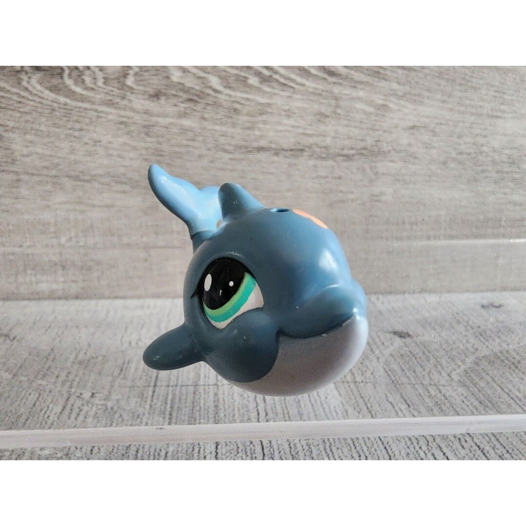 Littlest Pet Shop LPS Blue & White Dolphin #1603 Flower Teal 2009 ...