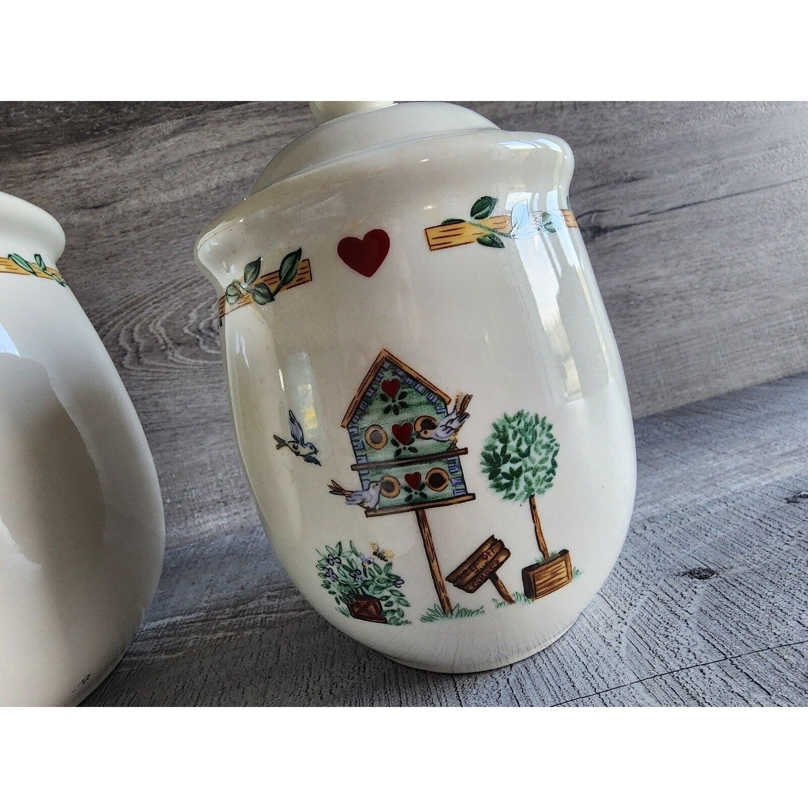Thompson Pottery Birdhouse Three Piece Ceramic Canister Set W Votive ...