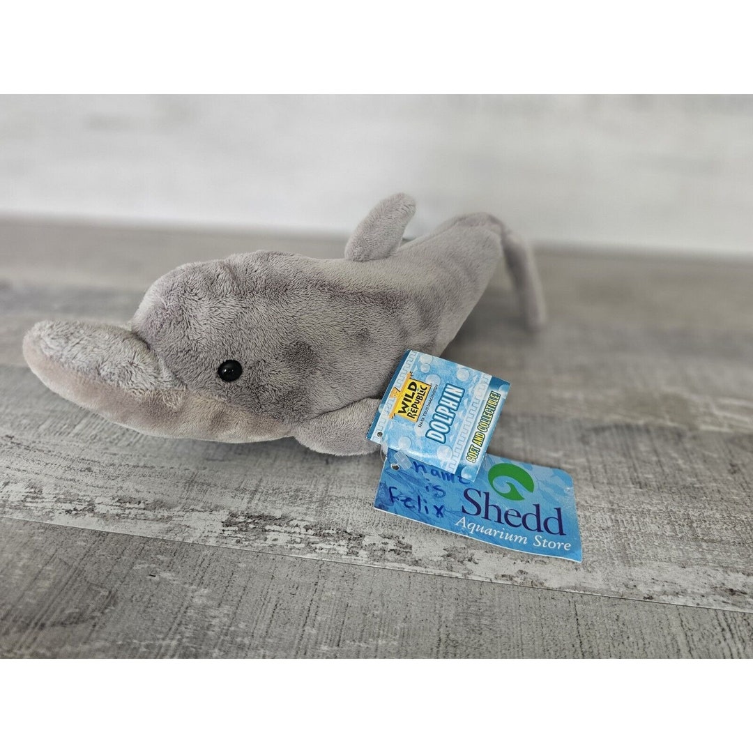 Wild Republic Dolphin Plush Stuffed Animal Beanie Grey White Realistic ...