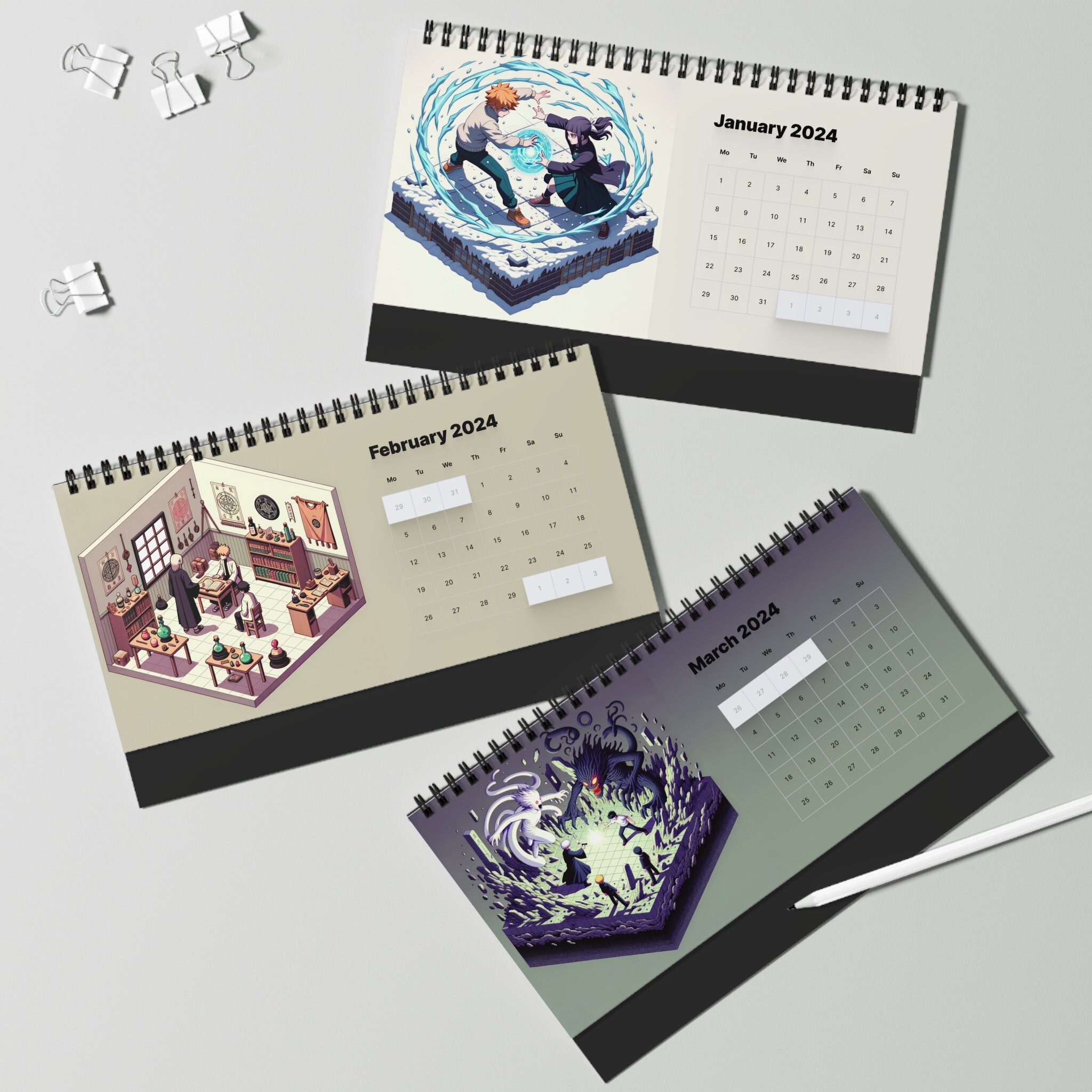 Jujutsu Satoru Fan Art 2024 Desk Calendar | Movie Art | Home Decor sold ...