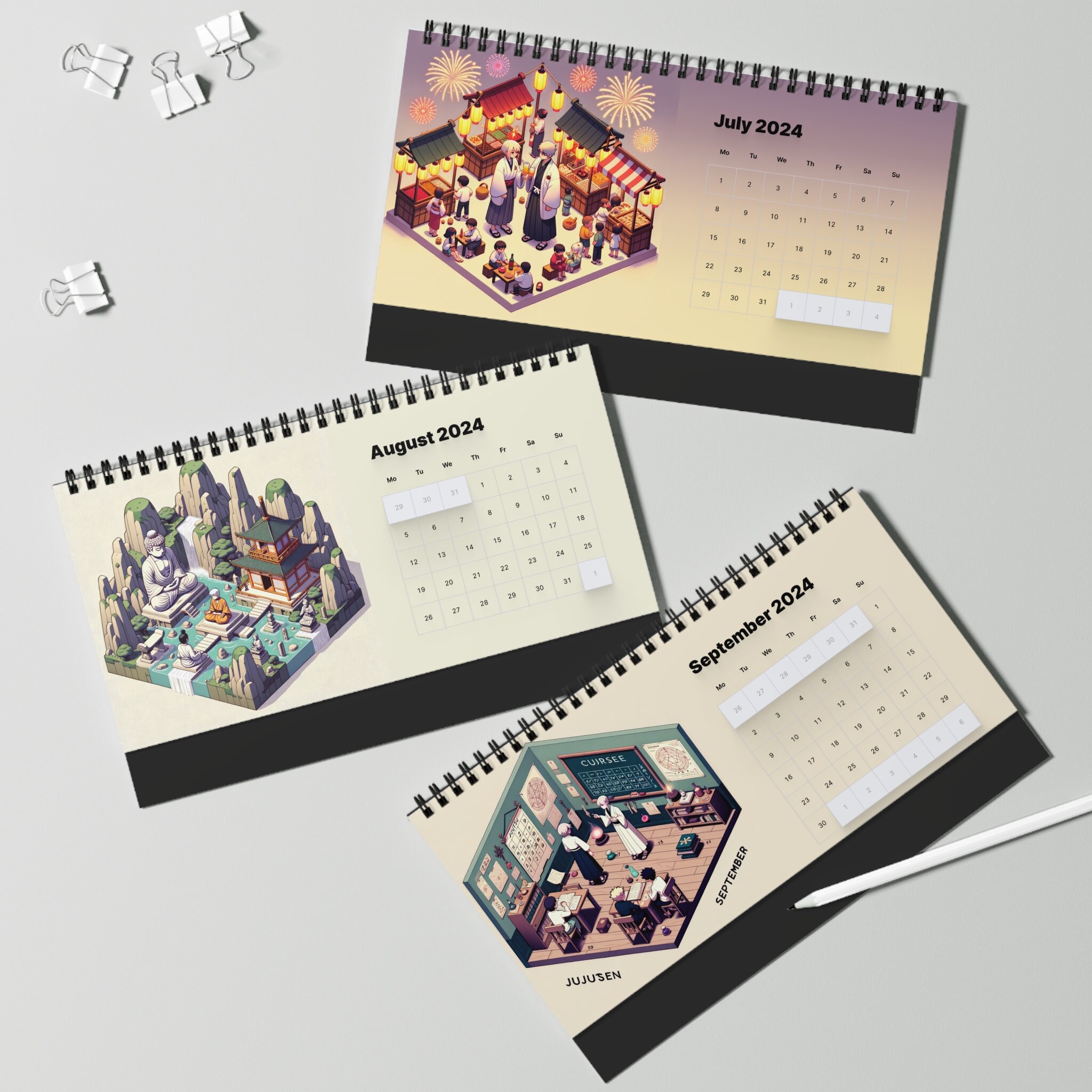 Jujutsu Satoru Fan Art 2024 Desk Calendar | Movie Art | Home Decor sold ...