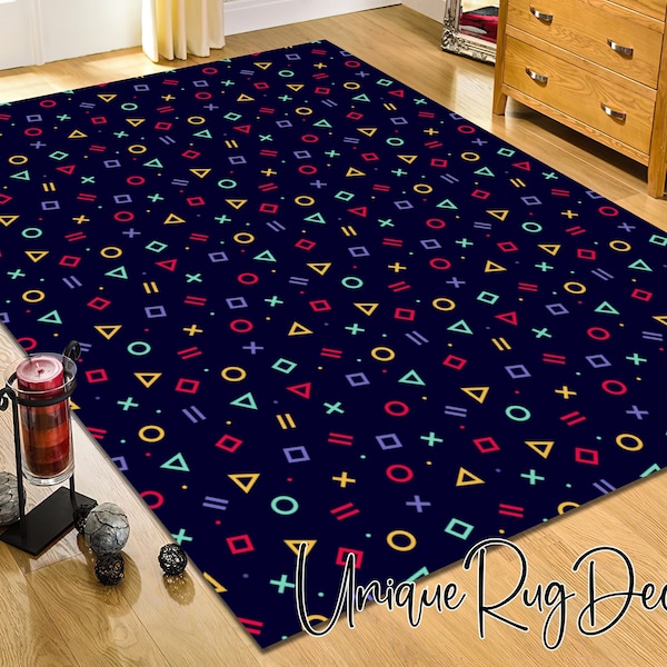 90s Pattern Retro Rug - Etsy