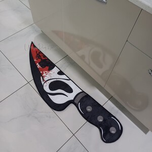 Bloody Knife Rug, Scary Carpet, Scream Knife Mat, Ghost Face Rug ...