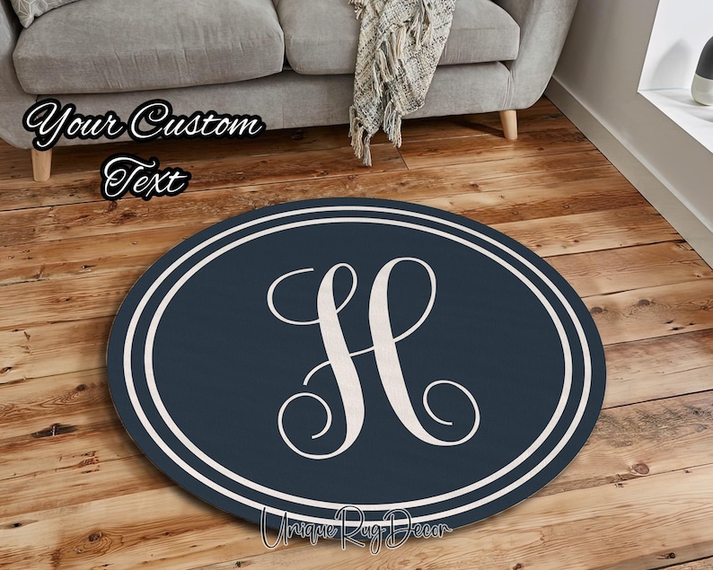 Custom Monogram Round Rug: Personalized Letter Carpet - Etsy Ireland