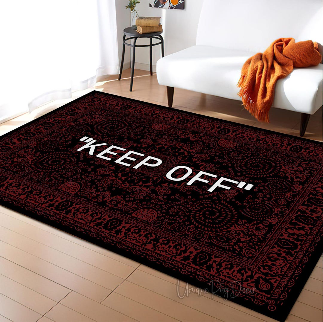 Keep off Motif Rug, Black and Red Color Sneaker Mat, Sneaker Room Decor ...