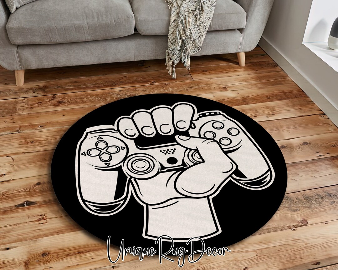 Game Controller Themed Gamer Room Rug, Round Play Room Mat, Game Fan ...