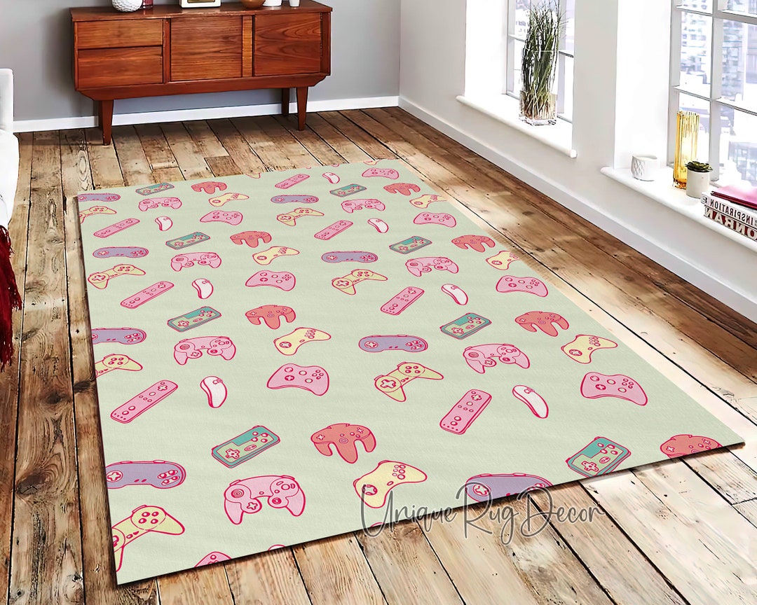 Game Controller Rug, Game Room Carpet, Colorful Gaming Mat, Nostalgic ...