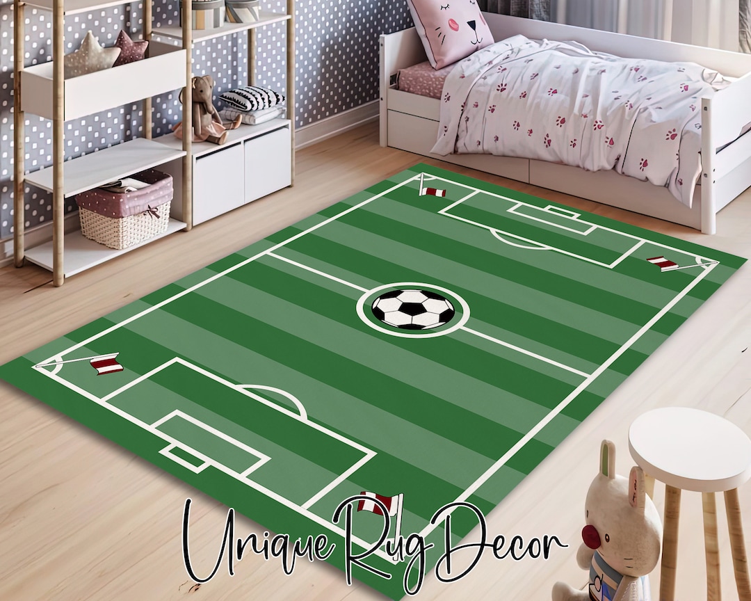 Soccer Field Rug, Football Carpet, Play Room Rug, Custom Rug ...