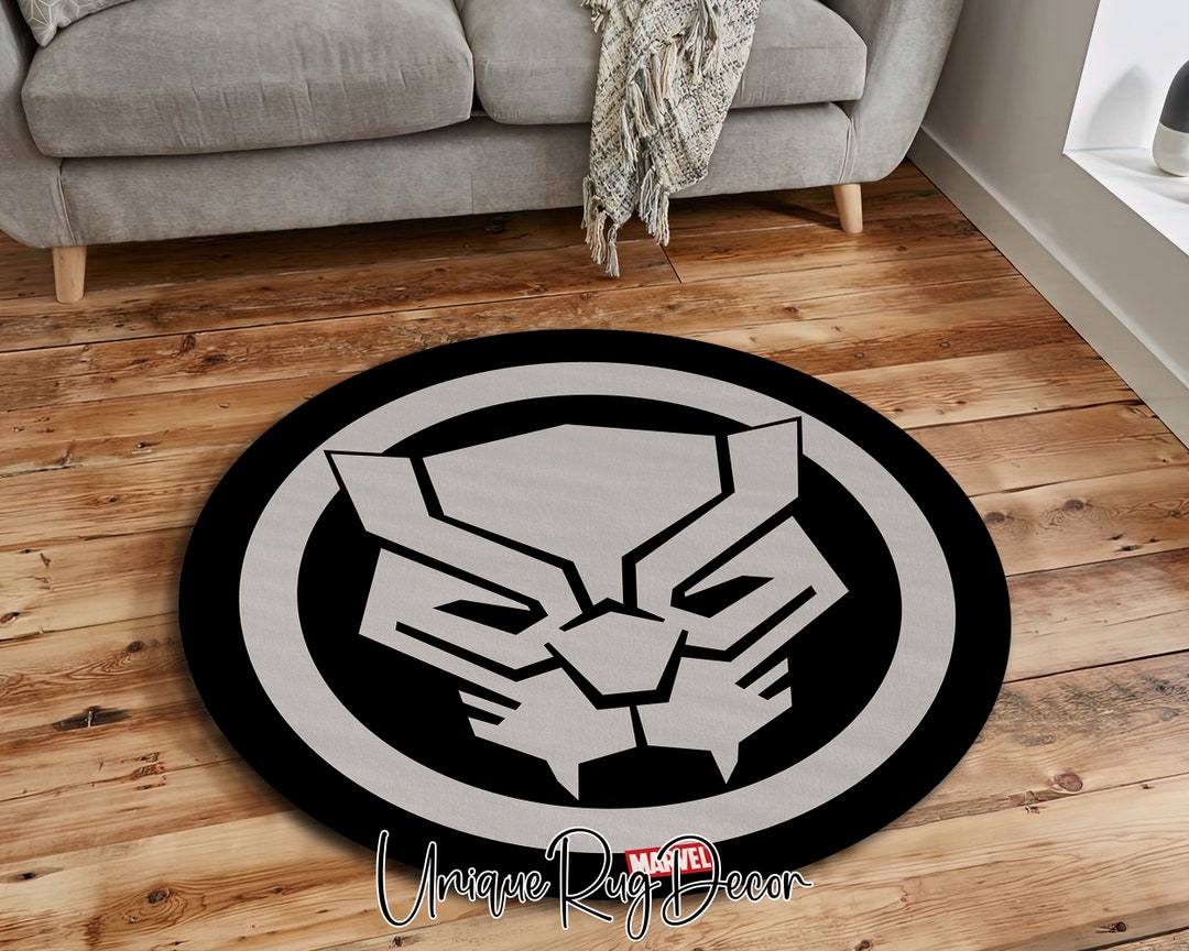 Black Panther Logo Round Rug, Wakanda Carpet, Marvel Super Hero Room ...