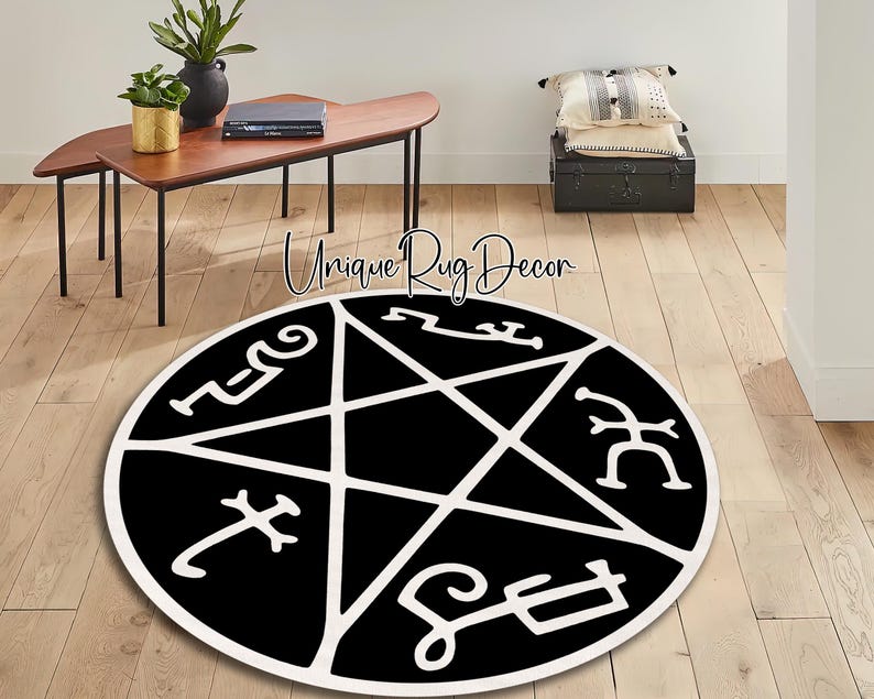 Supernatural Devil’s Trap Rug, Satan Symbol Pentacle Rug, Pentagram ...