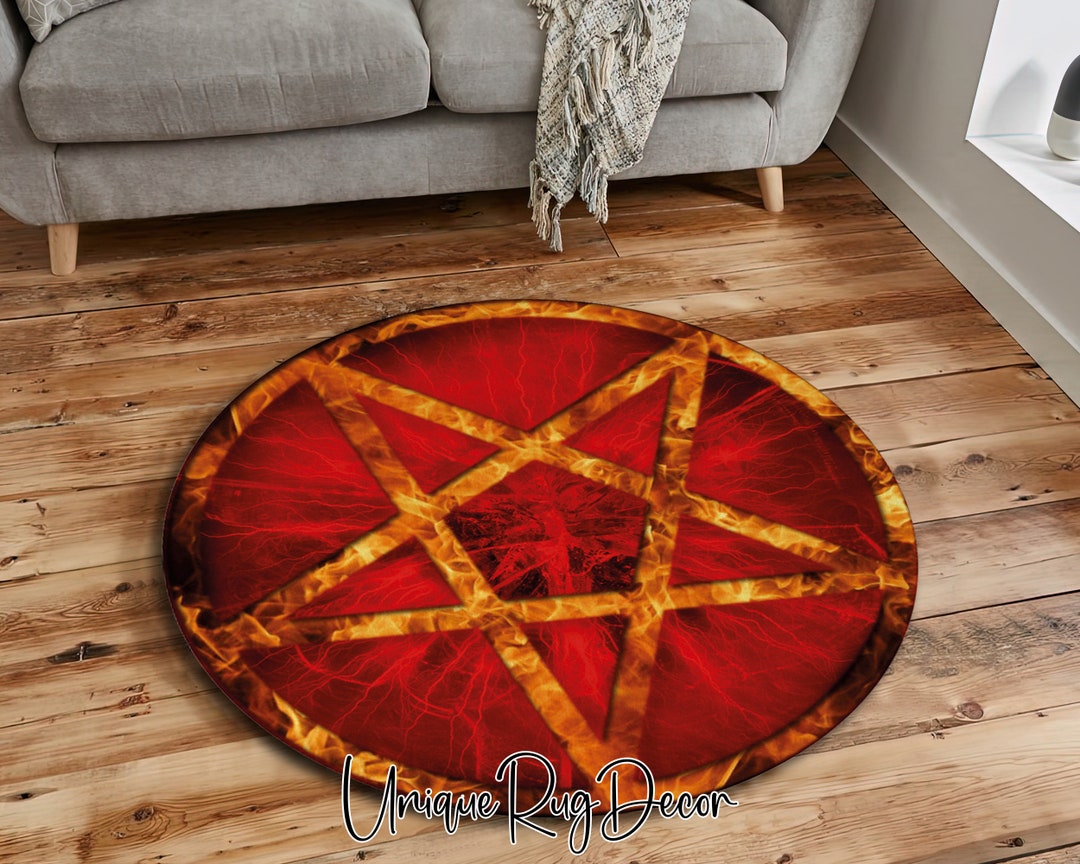 Pentacle Carpet, Magic Circle, Devil’s Trap Rug, Red and Gold Pentagram ...