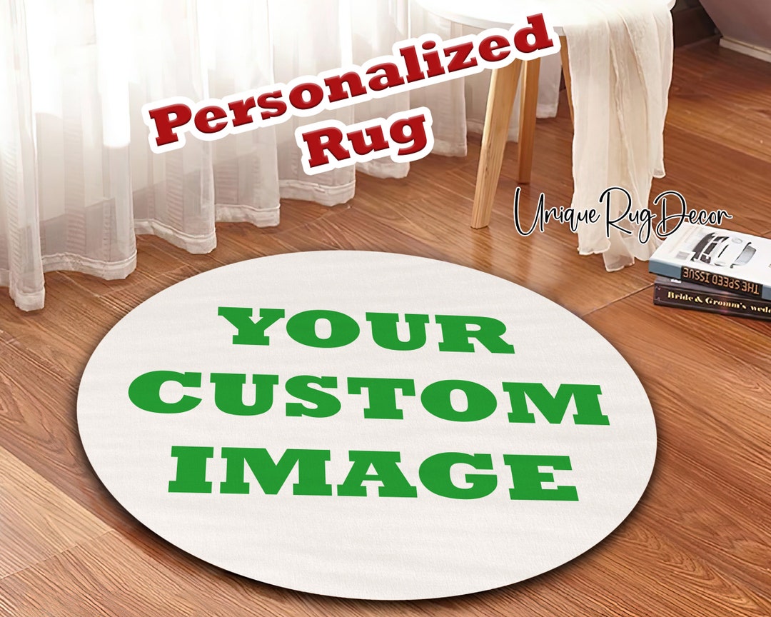 Custom Non-slip Floor Area Round Rug, Personalized Washable Carpet ...
