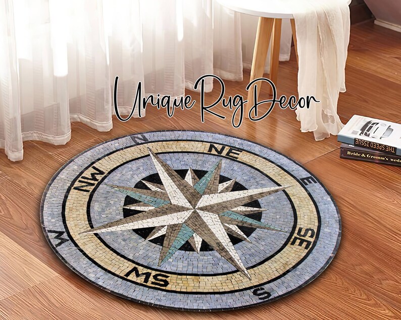 Ancient Flagstone Patterned Compass Rose Rug Compass - Etsy