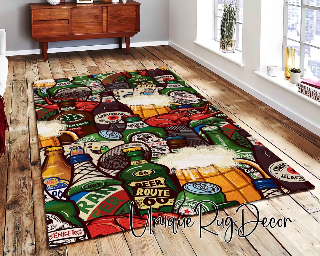 Beer Glass Pattern Kitchen Runner Rug, Bar Mat, Cafe Carpet, Barista ...