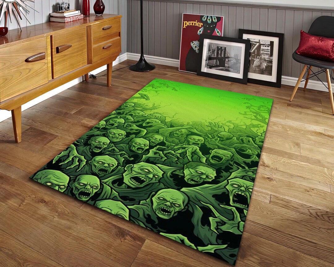 Gothic Zombie Rug Alternative Horror Carpet Green Grunge Living Room ...