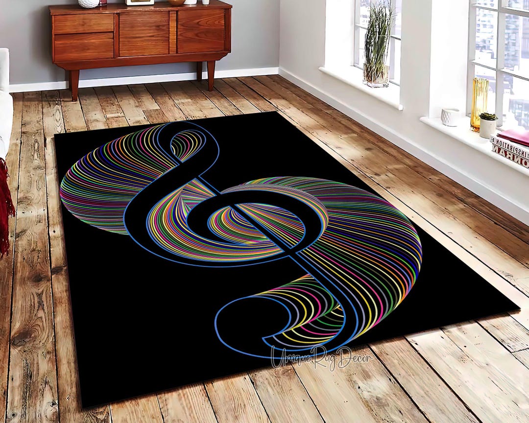 Music Note Rug, Music Room Mat, Bedroom Carpet, Music Art Decor ...