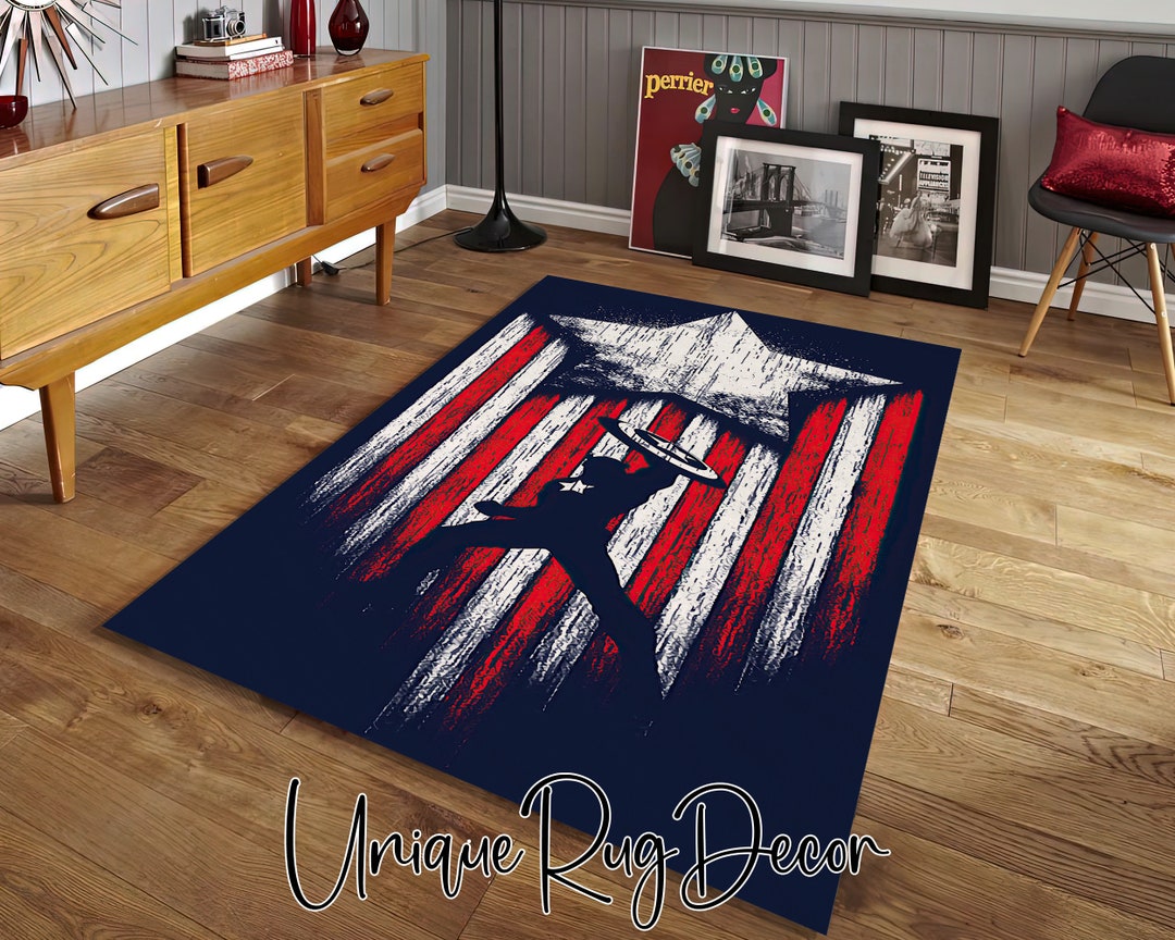 Captain America Themed Superhero Rug for Teenage Room, Captain America ...