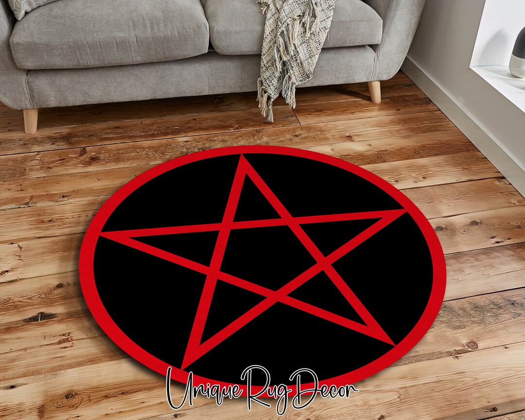 Pentacle Rug, Black and Red Evil Carpet, Magic Circle, Spirit Board Mat ...