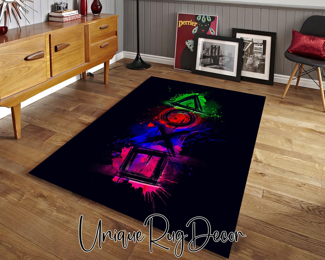 Graffiti Themed Game Controller Rug, Gaming Chair Mat, Teenage Room ...