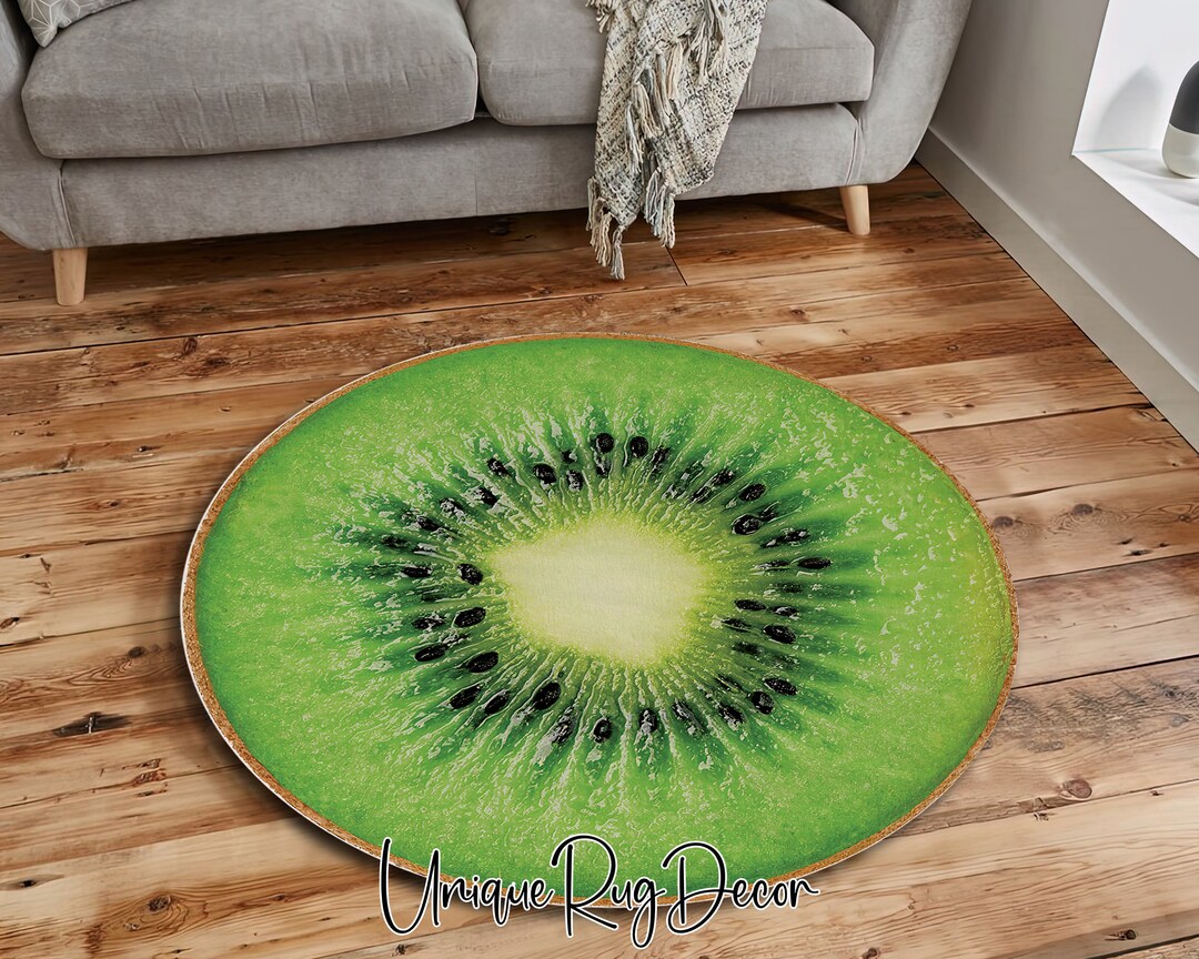 Real-looking 3D Kiwi Rug, Fruit Decor for Kitchen, Non-slip Round Area ...