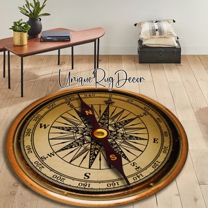 Compass Rose Rug, Yatch Rug, Compass Carpet, 3D Real Looking Mat ...