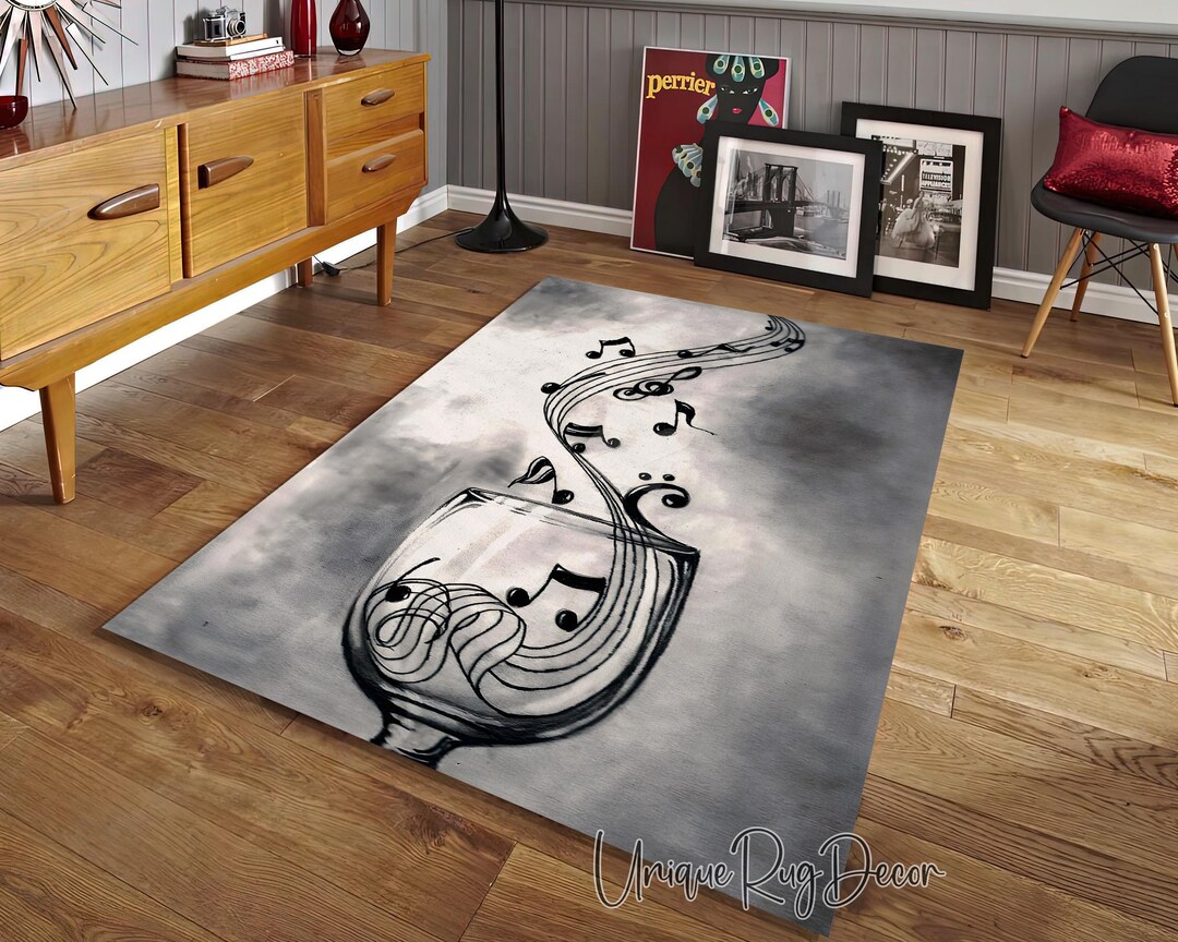 Modern Music Rug, Musical Decor, Music Room Carpet, Music Notes Mat ...