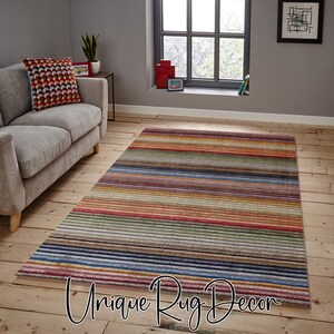 Colorful Stripped Modern Nonslip Area Rug for Living Room, Contemporary ...