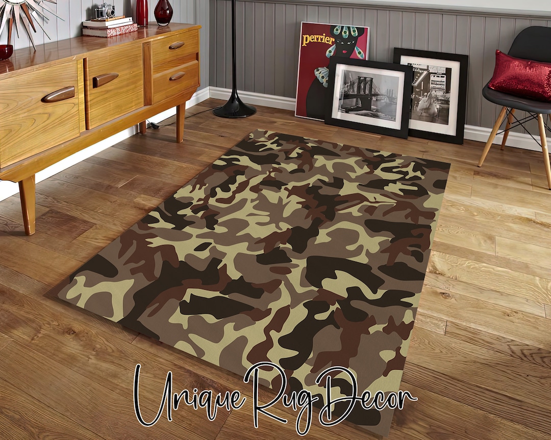 Desert Camouflage Themed Army Style Non-slip Area Rug, Soldier Room ...