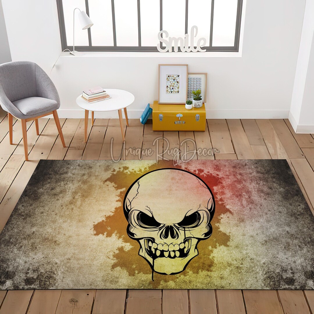 Horror Skull Rug, Gothic Room Carpet, Scary Decor, Gothic Art Mat ...