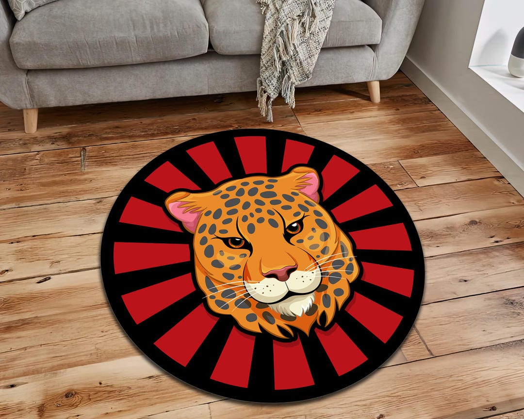 Boho Leopard Rug: Tribal Animal Print Carpet Round Art Mat - Etsy